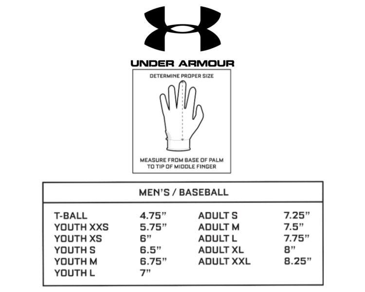 Under armour glove size chart store